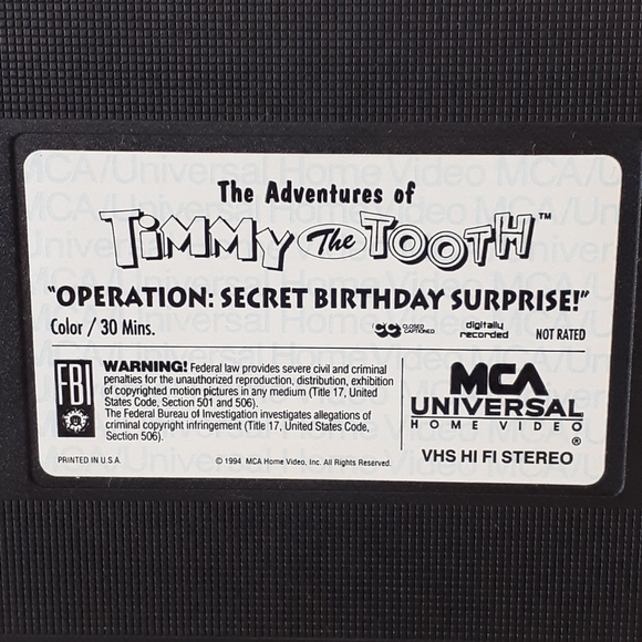 mca universal | Other | Vintage 994 Vhs Tape Adventures Of Timmy The ...